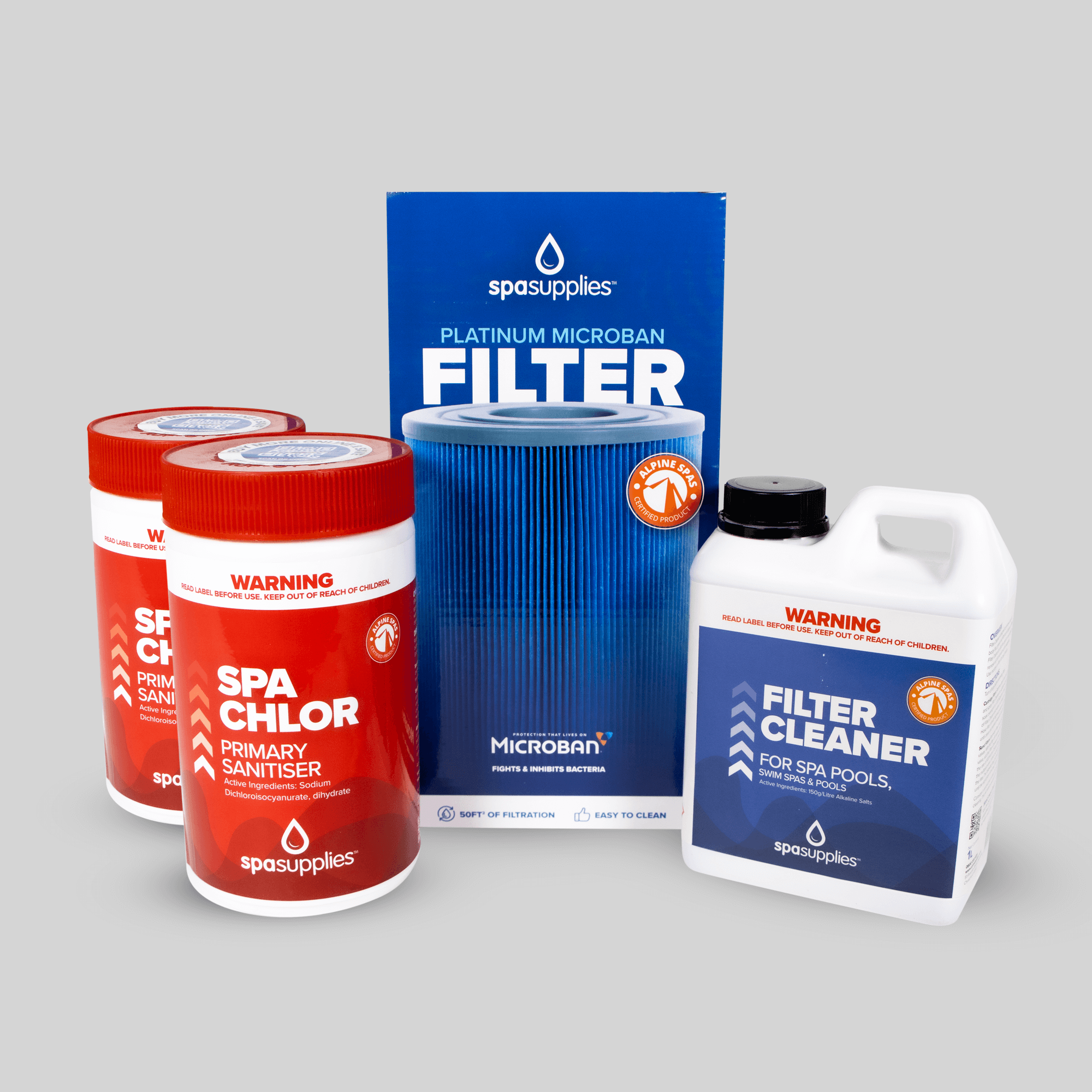 Platinum Microban Filter, Filter Cleaner & 2kg Chlorine Subscription P